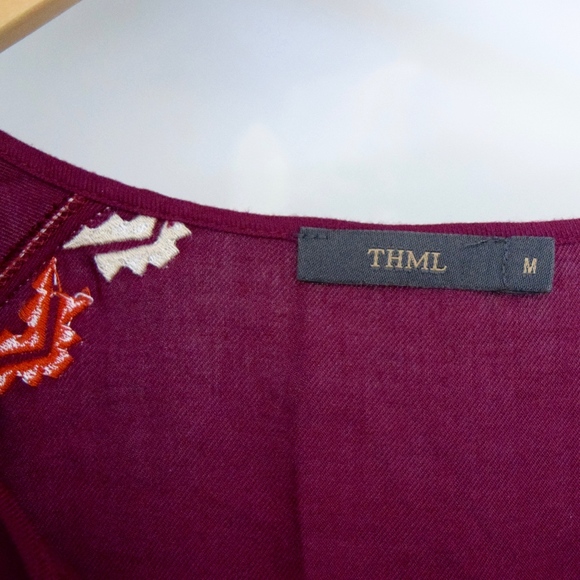 THML | Dresses | Thml Embroidered Burgundy Dress | Poshmark